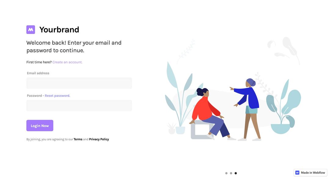 Yellow Login Screen | Free Webflow Component